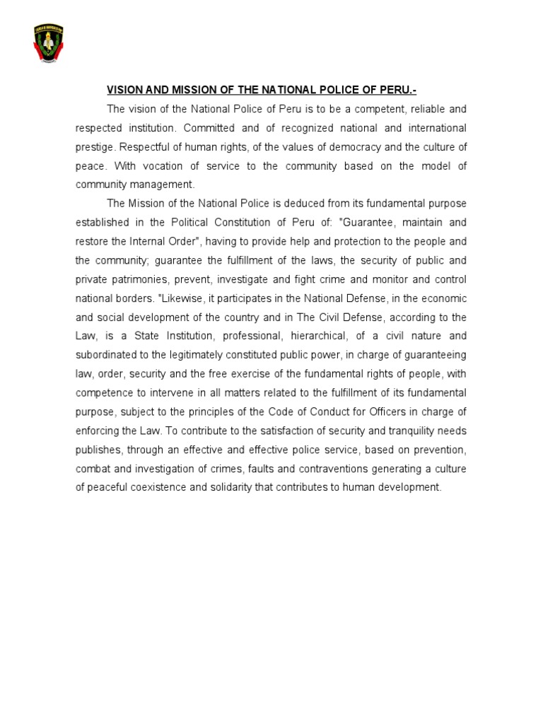 Vision y Mision PNP | PDF | Police | Globalization