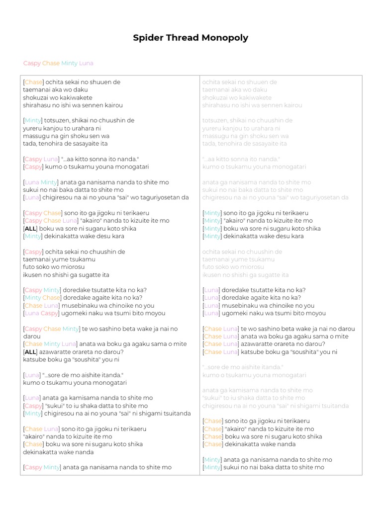 【a-L1】 Spider Thread Monopoly【7cm】 | PDF
