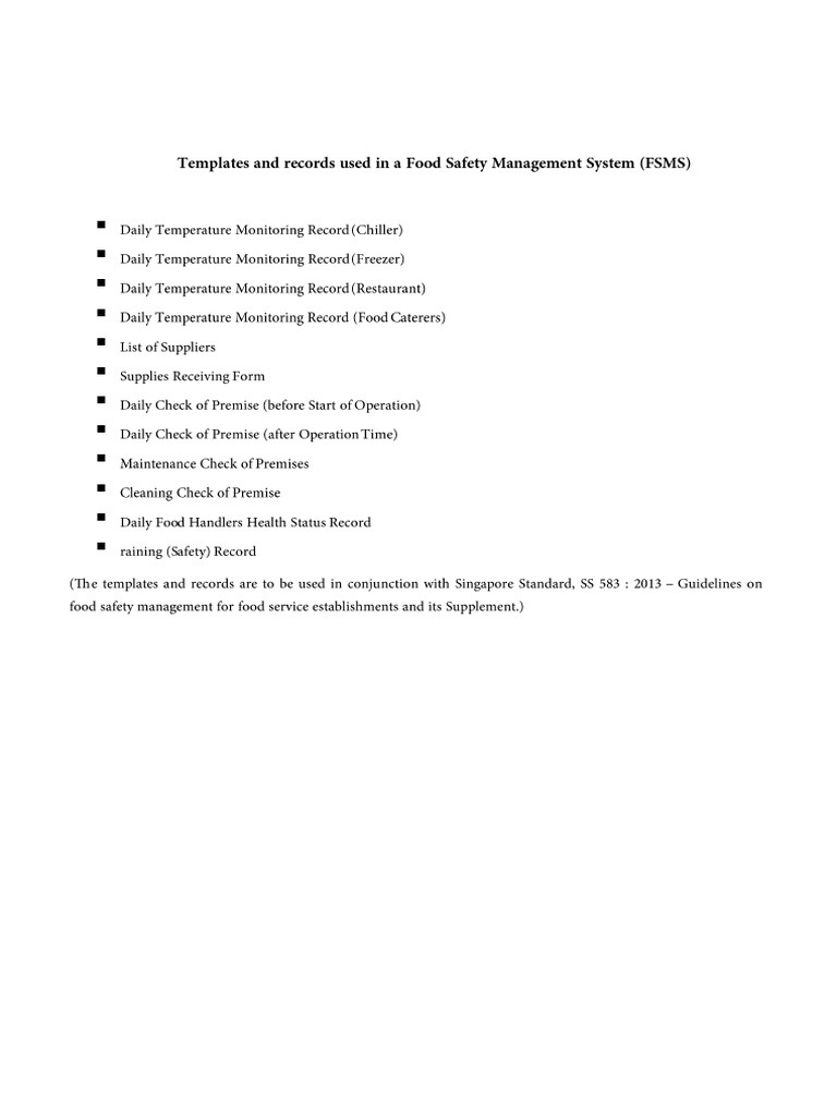 Records For Food Safety Management 1623252667 | PDF