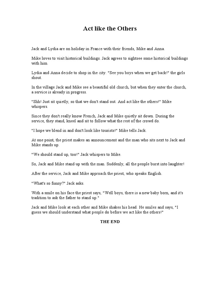 Act Like The Others | PDF