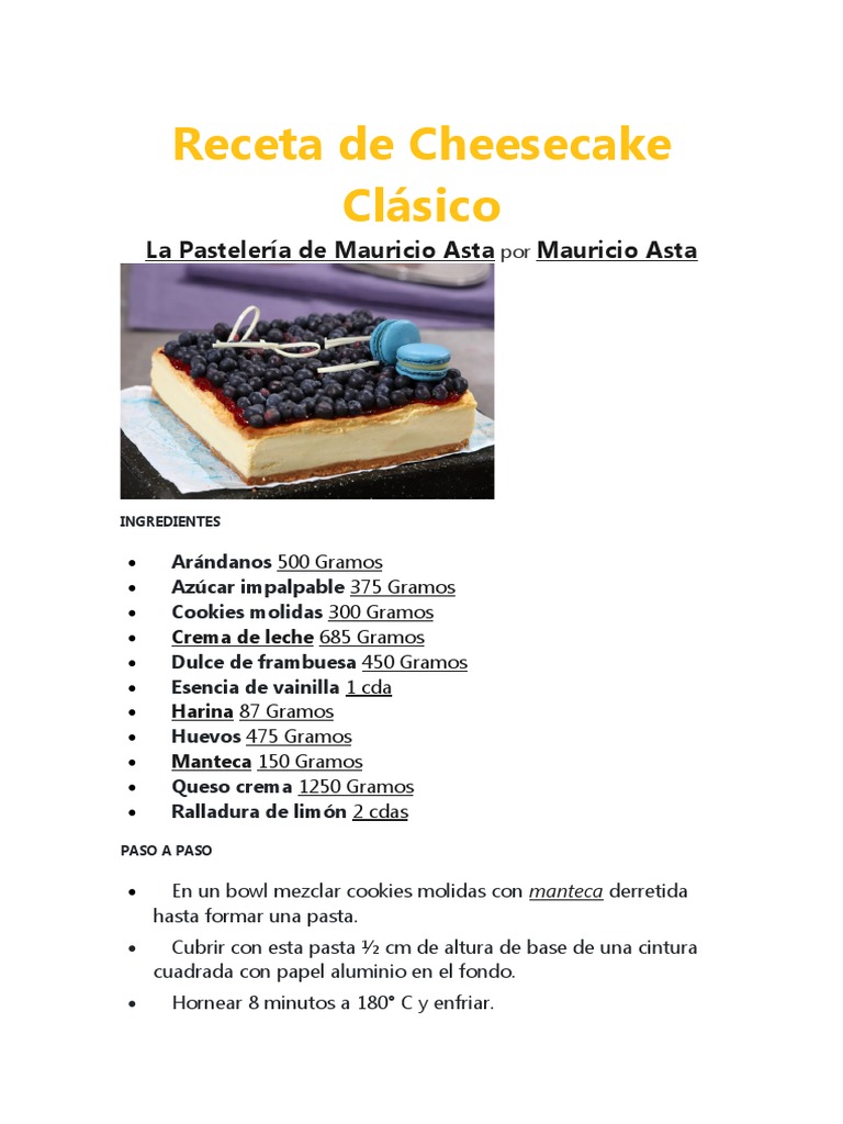 Receta de Chiskey | PDF | Tarta de queso | Crema