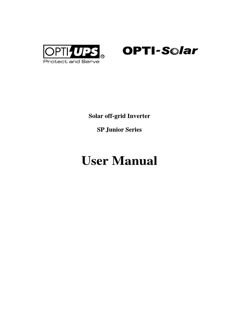 Comprehensive User Manual for the Solar SP Junior Series Off-Grid ...