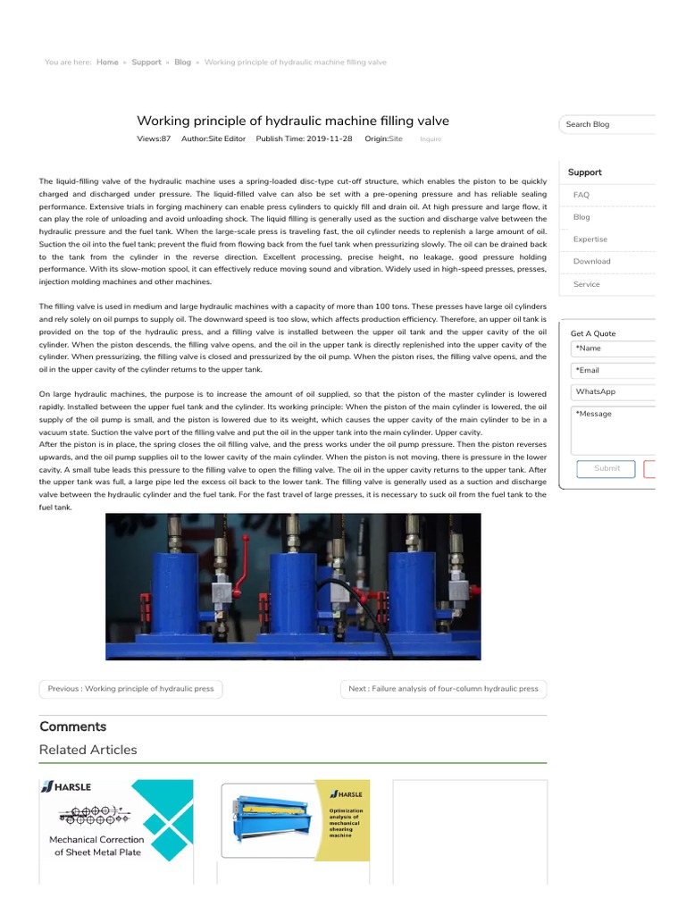Working Principle of Hydraulic Machine Filling Valve - HARSLE MACHINE ...