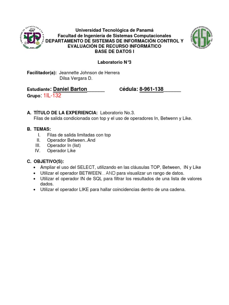 Lab3-Base de Datos | PDF | SQL | Informática