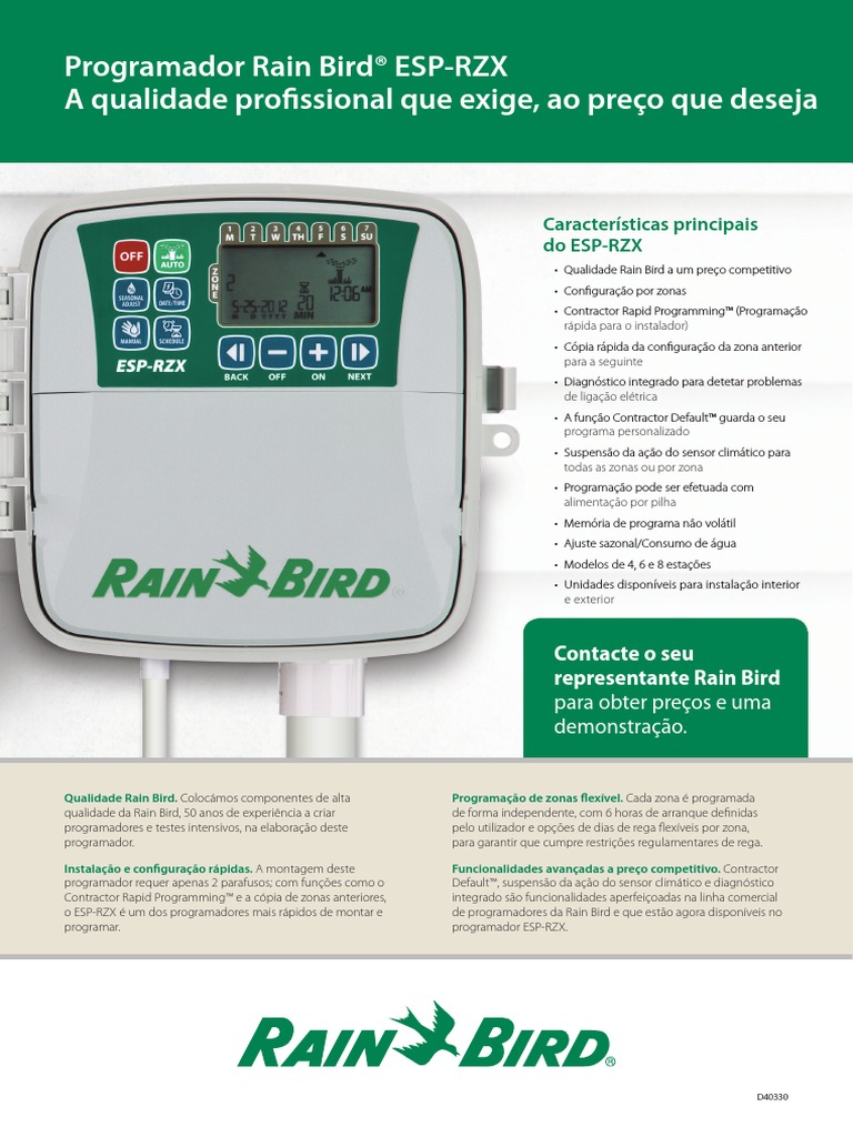 CONTROLADOR -Programador Rain Bird® ESP-RZX | PDF | Ciência da ...