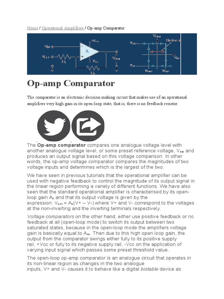 Comparator Opamp | PDF | Operational Amplifier | Amplifier