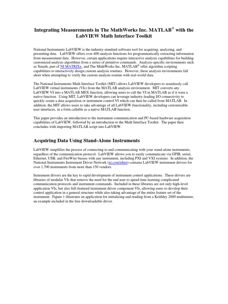 LabVIEW - Book - Running Labview in Matlab | PDF