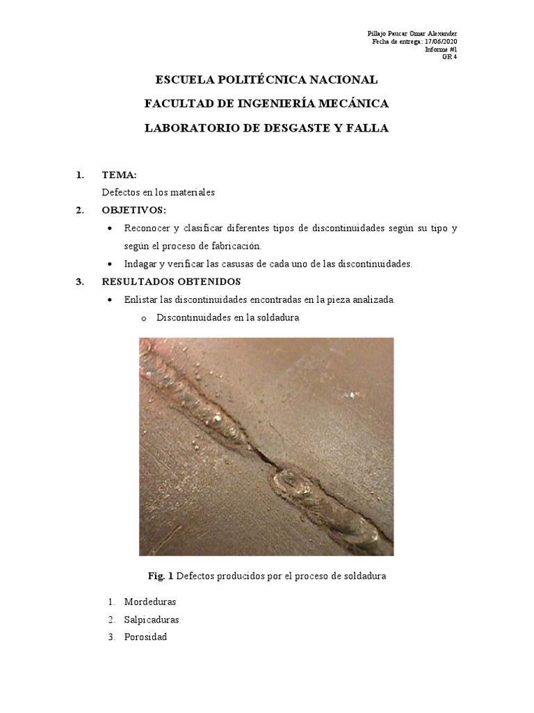 Análisis de Defectos en Materiales Industriales | PDF | Fundición ...