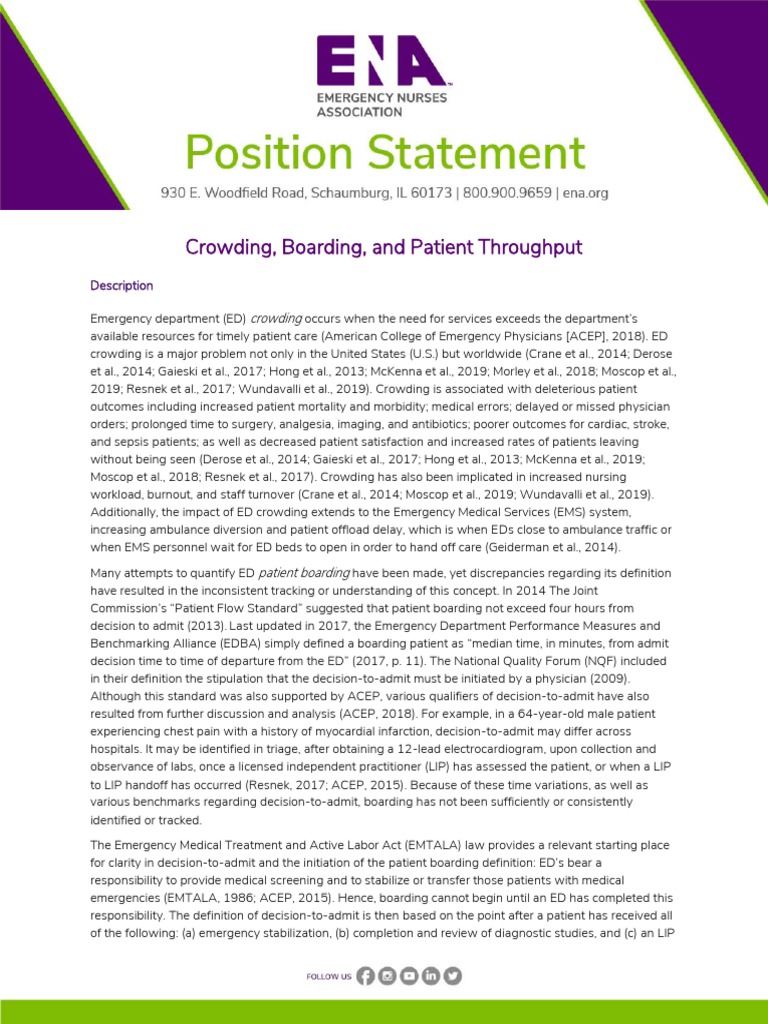 Crowding Boarding and Patient Through Put | PDF | Emergency Department ...
