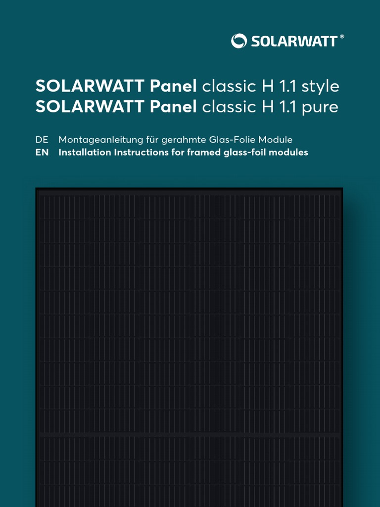 SOLARWATT Panel Classic H 1.1 Style SOLARWATT Panel Classic H 1.1 Pure ...