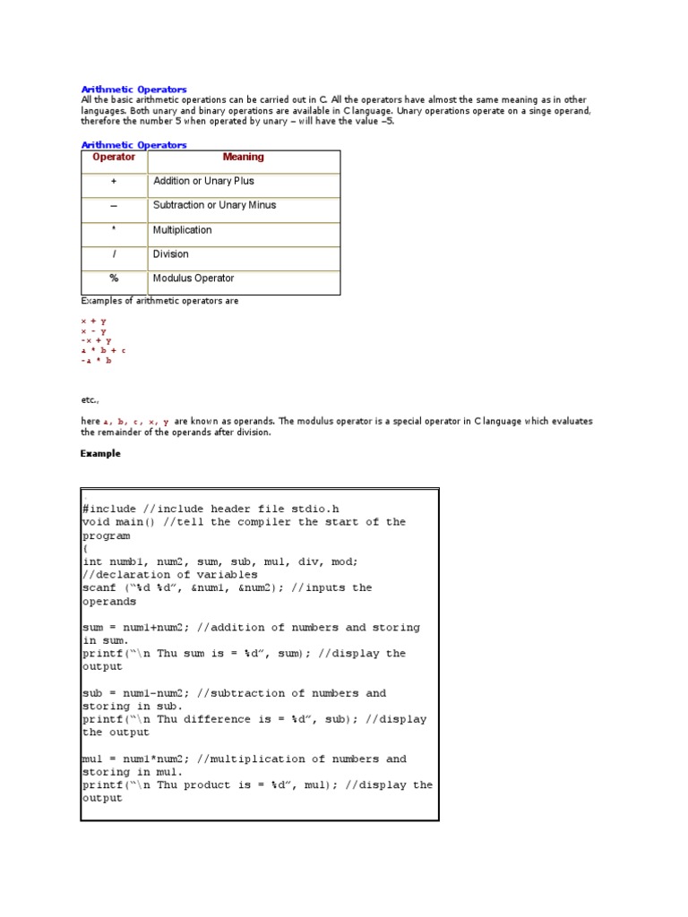 Arithmetic Operators | PDF | Computer Science | Computer Architecture