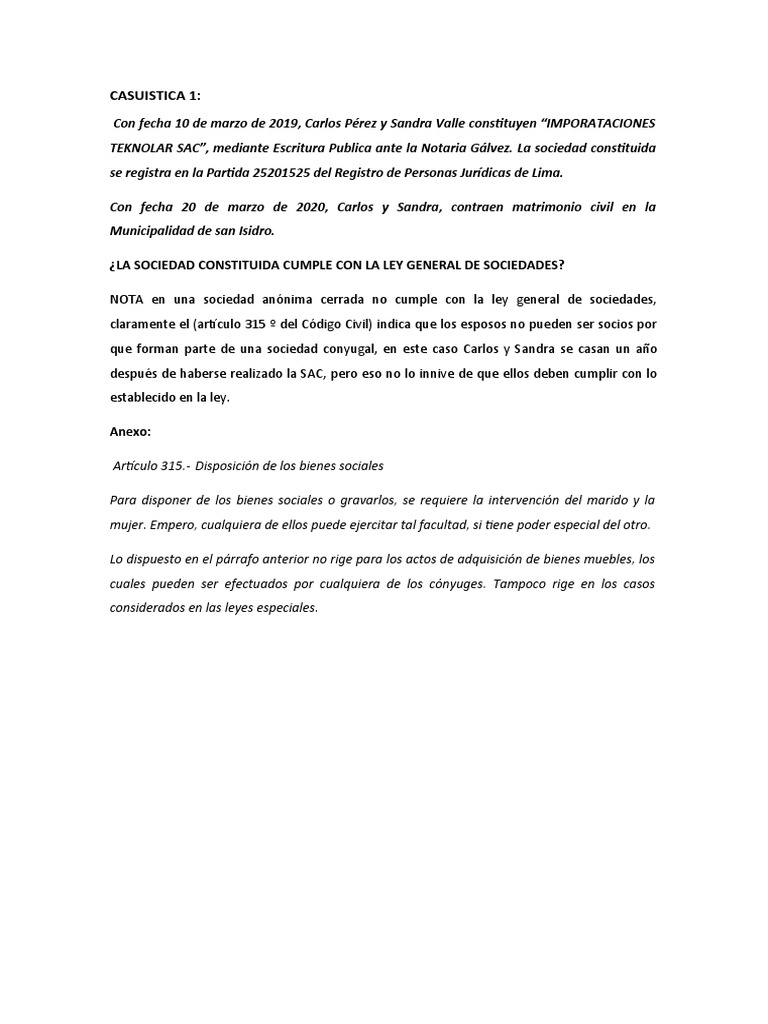 Casuistica 1 Derecho Empresarial | PDF