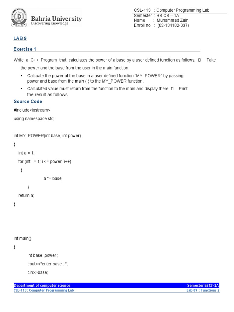 Lab 9 Exercise 1: - The Result As Follows | PDF | C++ | Namespace