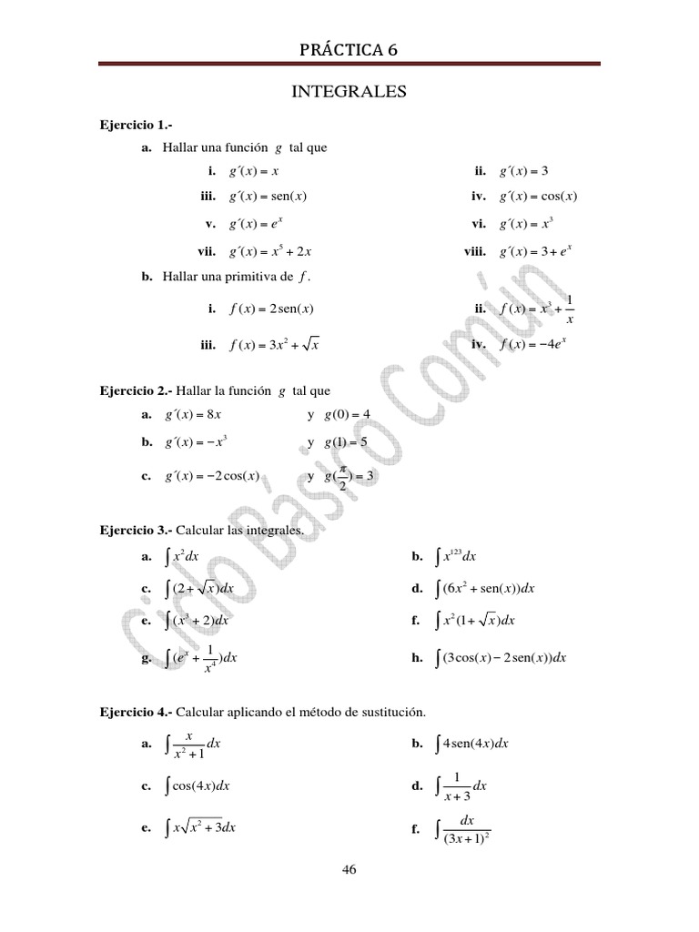Matematica 51. Practica 6. | PDF | Integral | Relaciones matematicas