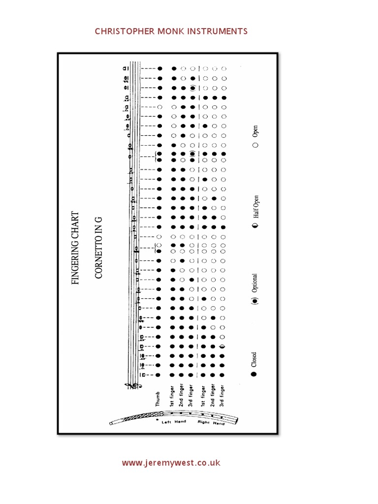 Fingering Chart Cornett in G | PDF