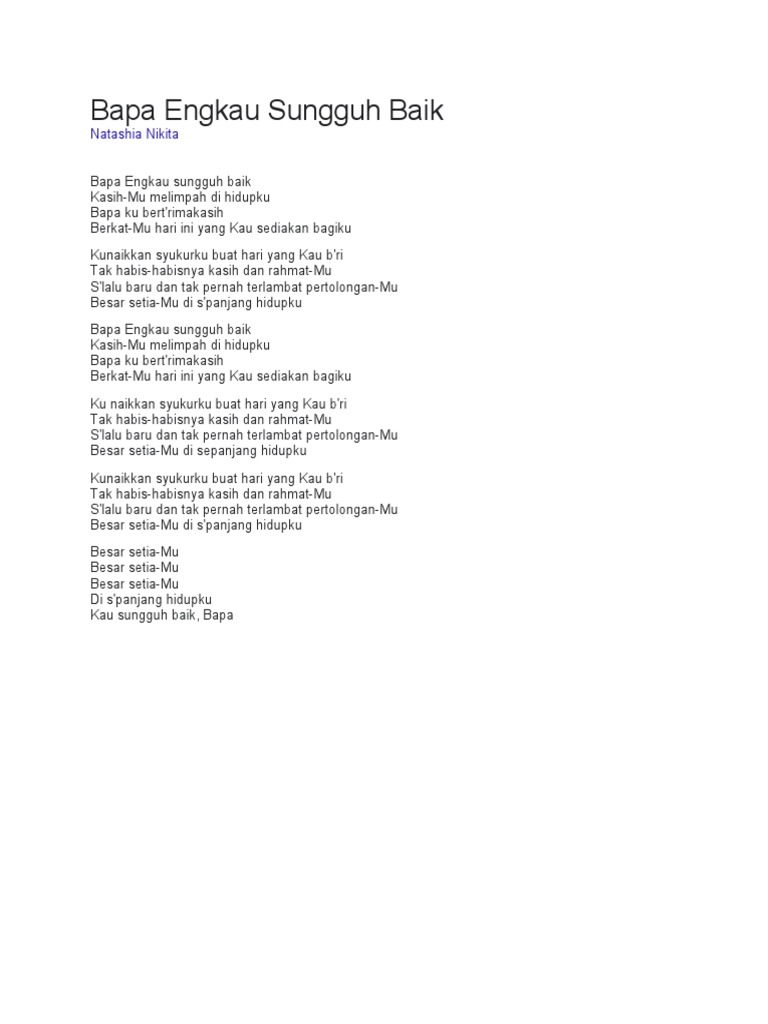 Bapa Engkau Sungguh Baik Oleh Natashia Nikita | PDF