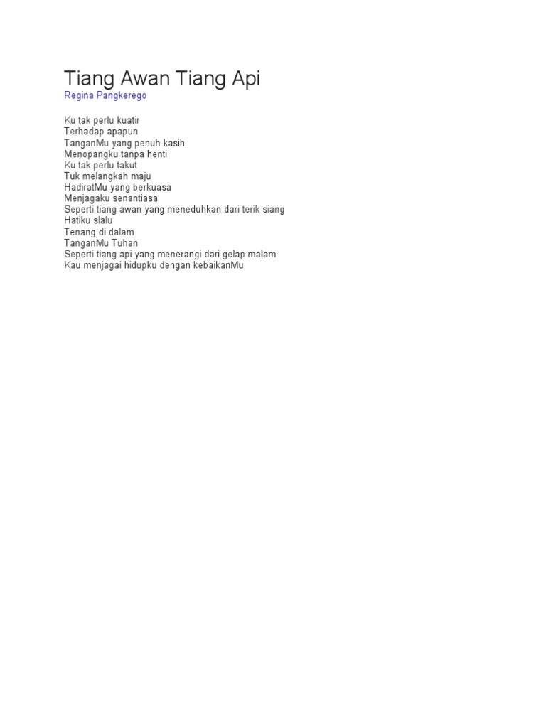 Tiang Awan Tiang API Oleh Regina Pangkerego | PDF