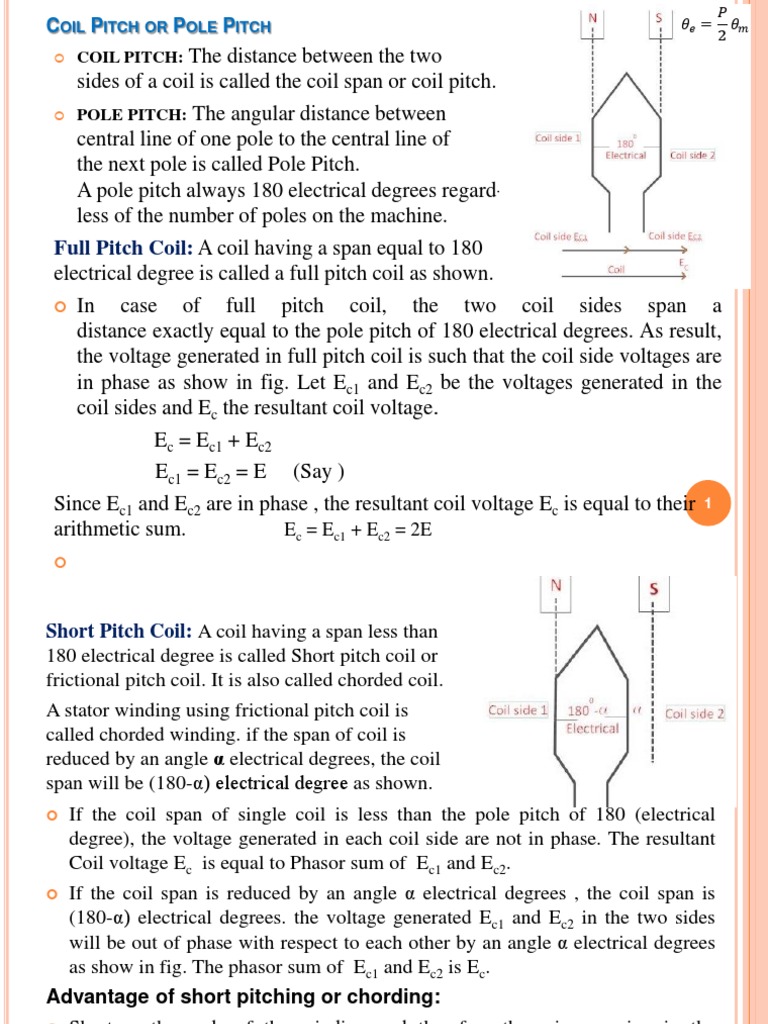 Full Pitch Coil:: C P P P | PDF | Inductor | Electric Power