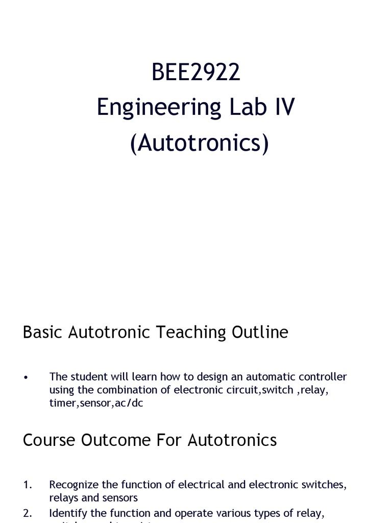 Autotronics NOTES | PDF | Switch | Relay