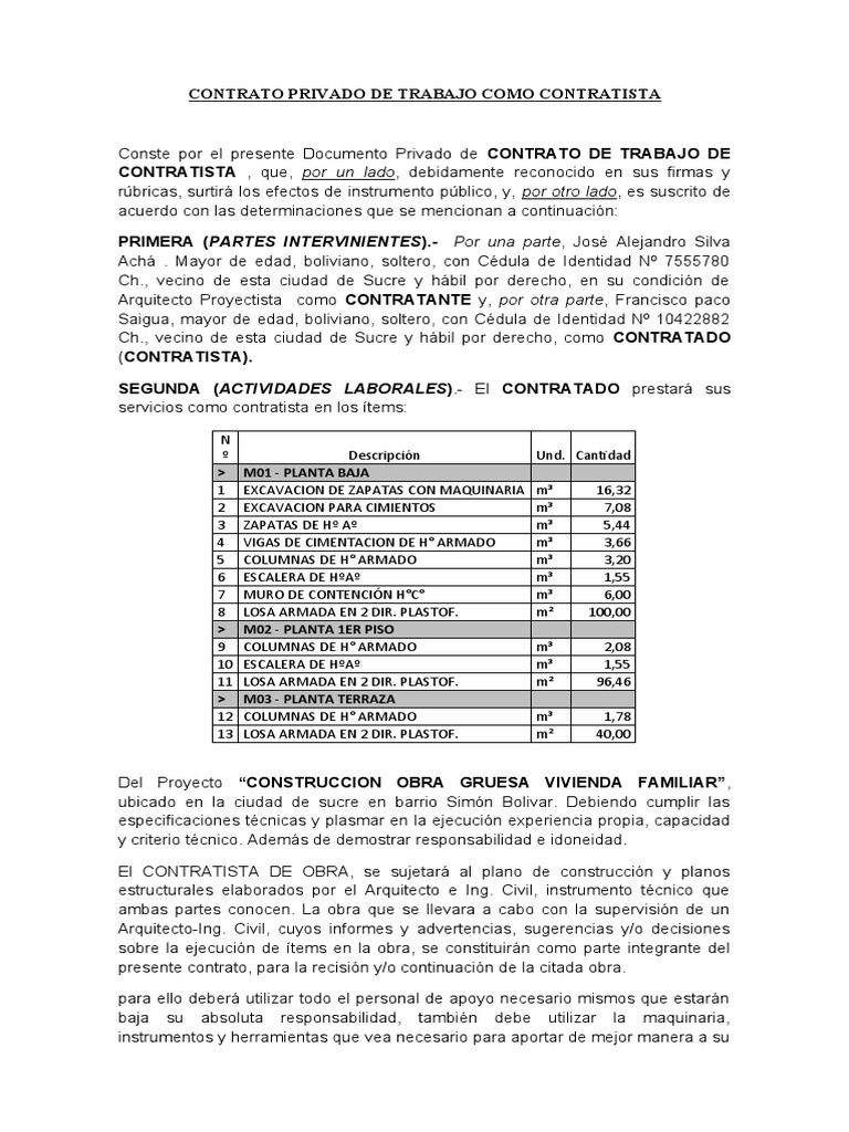 Contrato de Trabajo Como Subcontratista | PDF