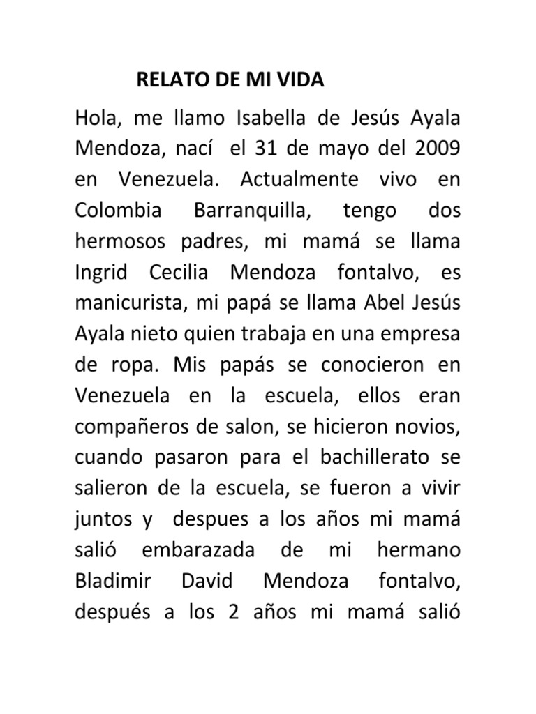 Relato de Mi Vida. | PDF