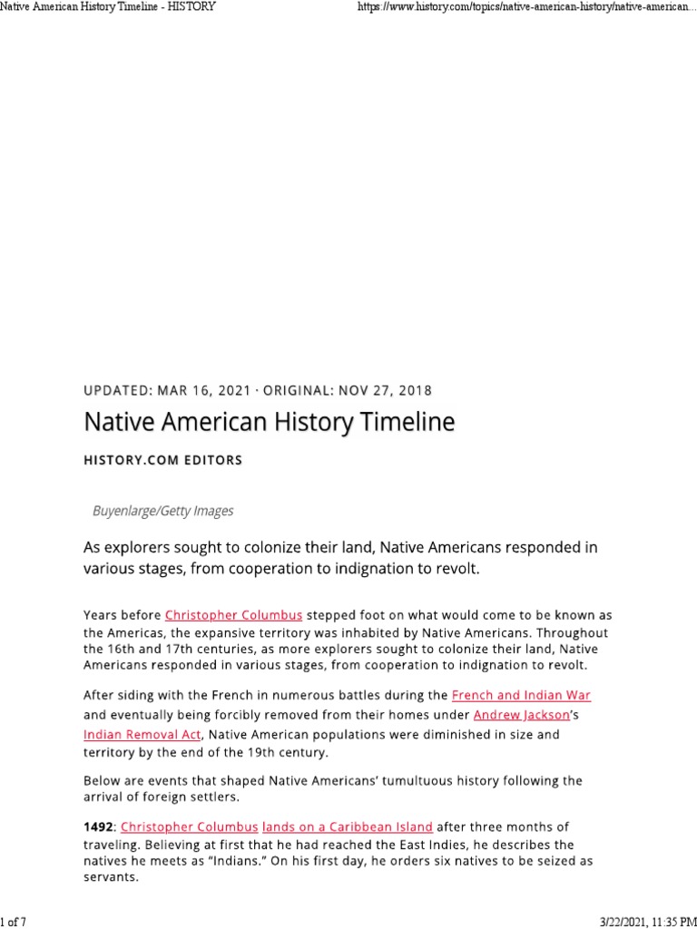 Native Americans Timeline | PDF