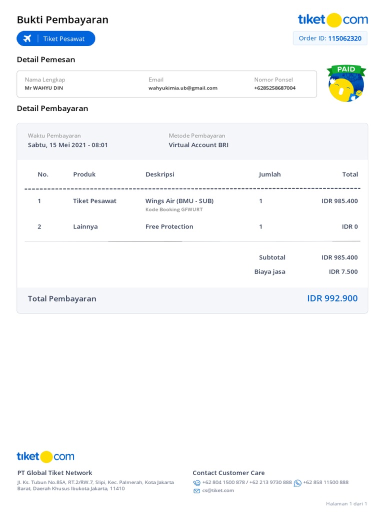 Order Tiket Pesawat | PDF