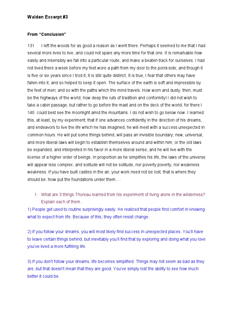 Walden Excerpt #3: From "Conclusion" | PDF