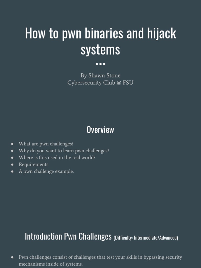How To PWN Binaries and Hijack Systems: by Shawn Stone Cybersecurity ...
