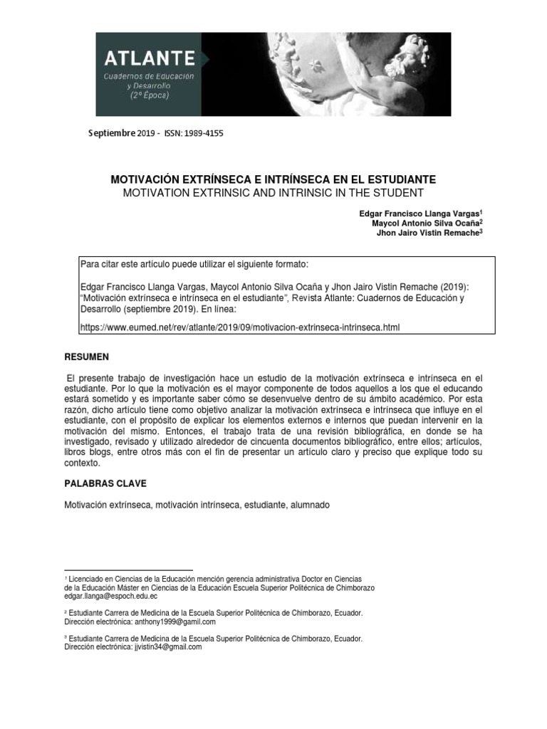 Motivacion Extrinseca Intrinseca | PDF | Motivación | Motivacional