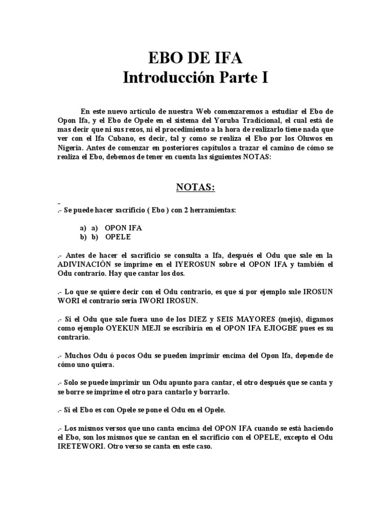 Ebo de Ifa Tradicionalista | PDF | Religión y creencia