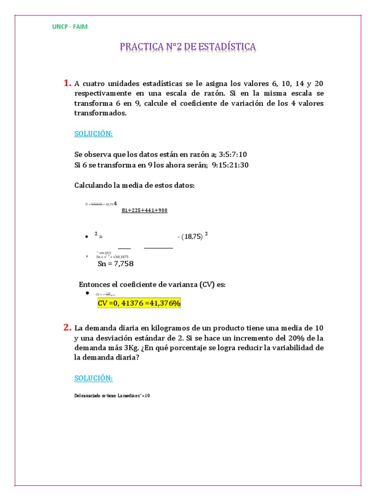Practica de Estadistica 2 Solucionario | PDF | Análisis | Análisis estadístico
