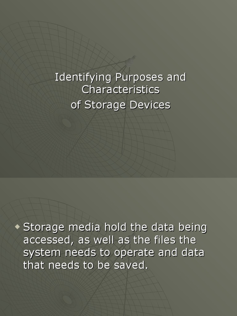 Identifying Purposes and Characteristics of Storage Devices | PDF | Dvd ...