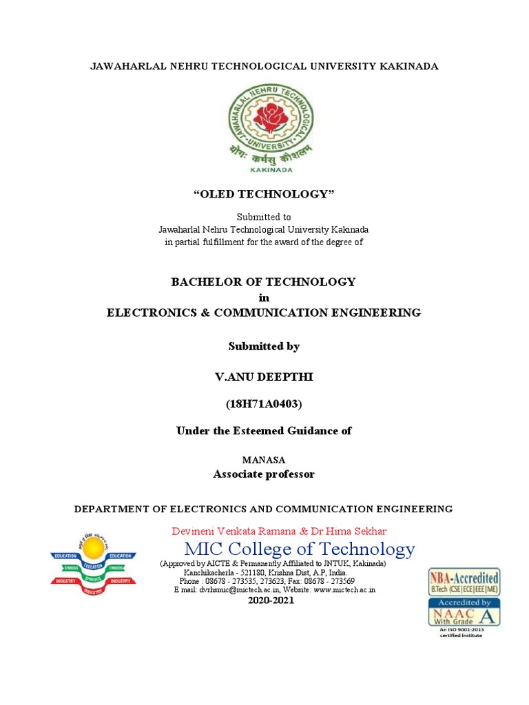 MIC College of Technology | PDF | Oled | Liquid Crystal Display