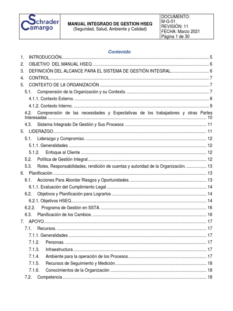 Manual De Gestión Hseq 2021 Pdf Calidad Comercial Empresas