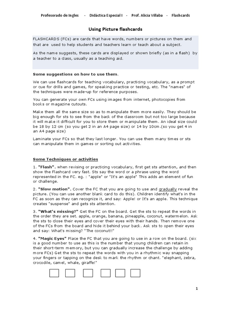 Effective Use of Picture Flashcards | PDF | Flashcard | Vocabulary