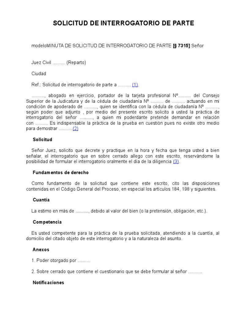 Solicitud de Interrogatorio de Parte | PDF | Justicia | Crimen y violencia