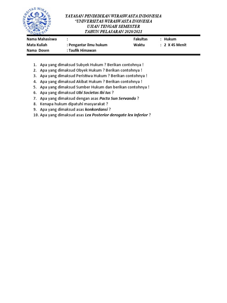 PIH (SOAL UTS Dan UAS) | PDF