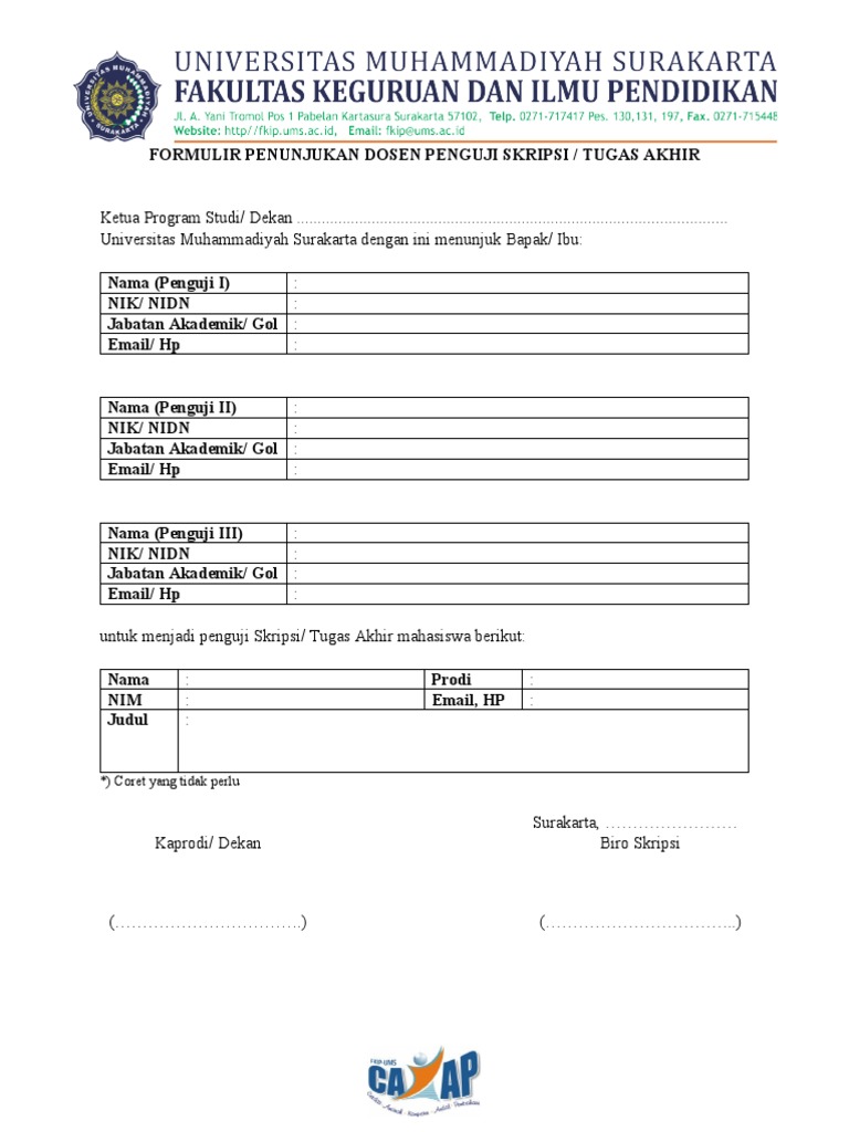 Form Penunjukan Penguji Skripsi | PDF