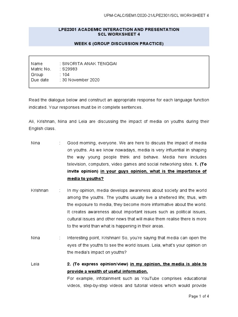 Upm-Calc/sem1/2020-21/lpe2301/scl Worksheet 4 | Download Free PDF ...