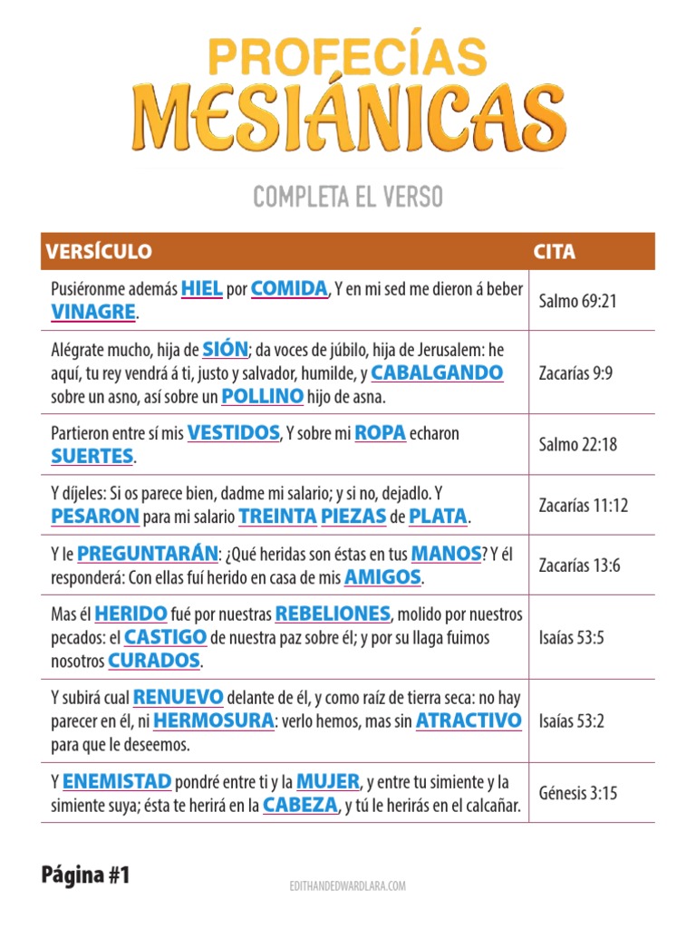 Profecias Mesianicas Completa El Verso PDF | PDF | Libros del Antiguo ...