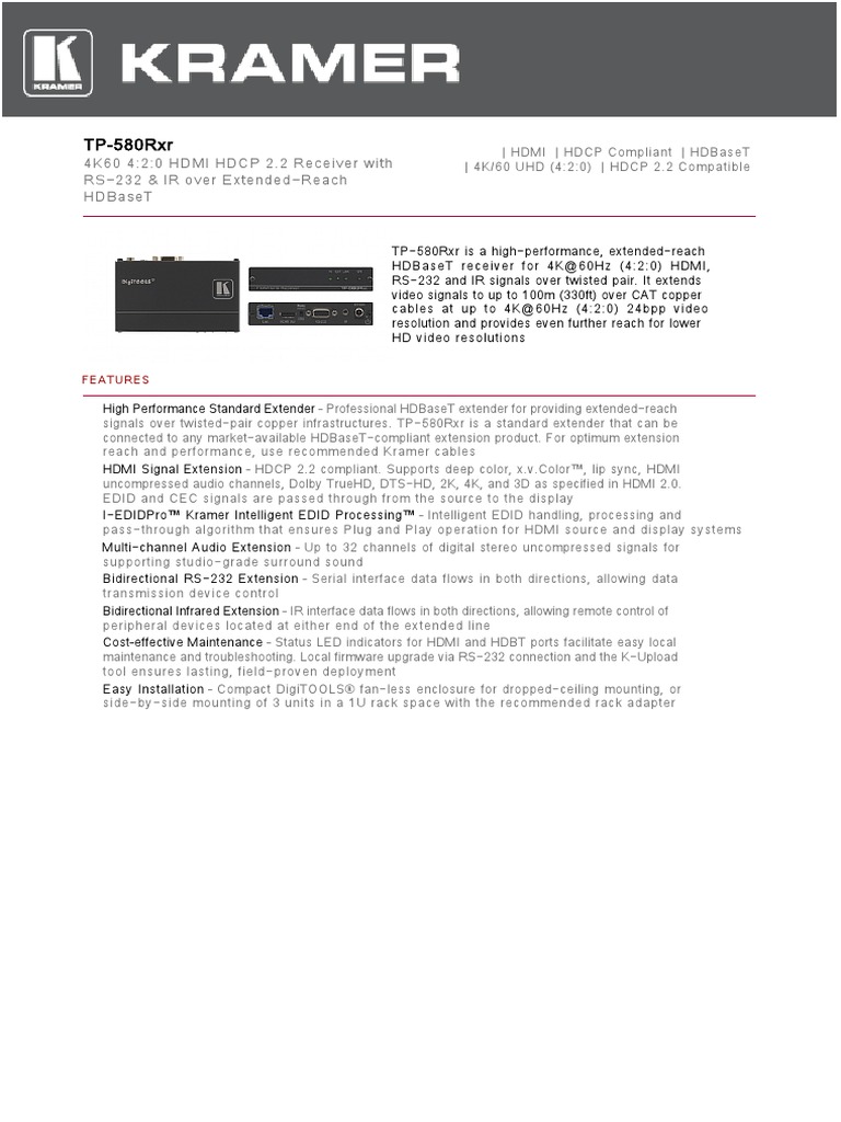 ANEXO 3. TP-580Rxr Datasheet | PDF | Hdmi | Display Technology