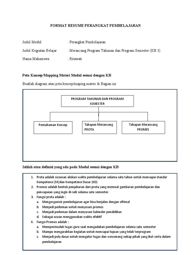 RESUME KB.3 (Merancang Program Tahunan Dan Program Semester) | PDF | Seni
