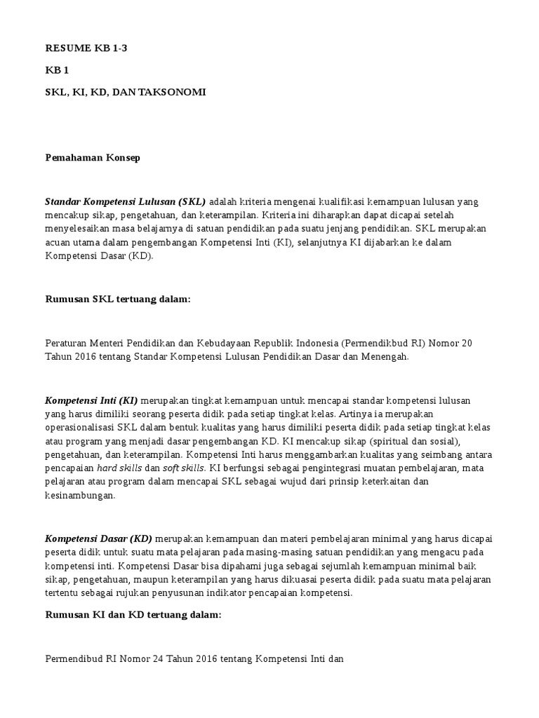 Resume KB 1 Perangkat Pembelajaran Lokakarya | PDF