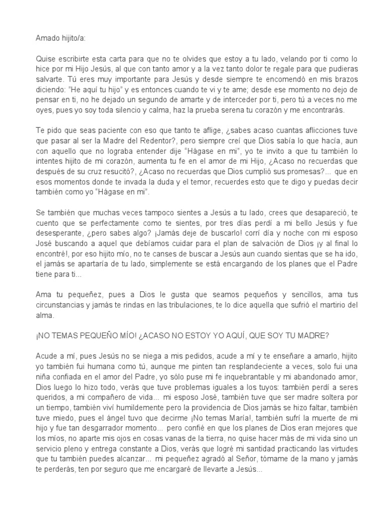 Carta de amor de María a sus hijos | PDF | María, madre de Jesús | Jesús