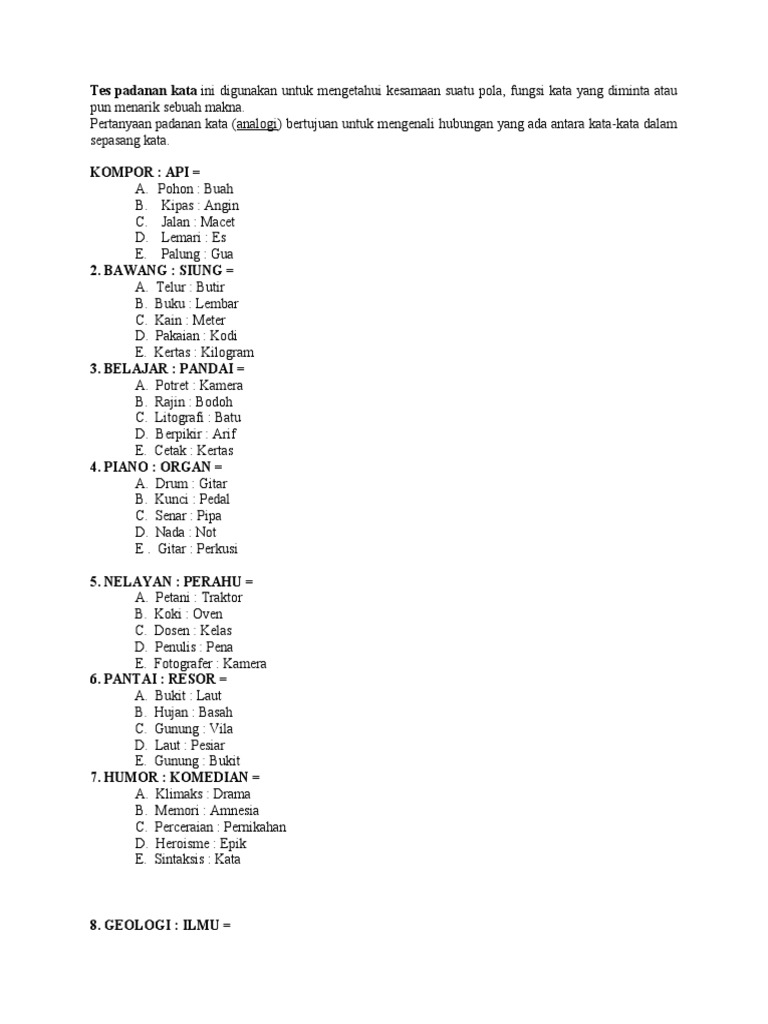 Tes Padanan Kata | PDF