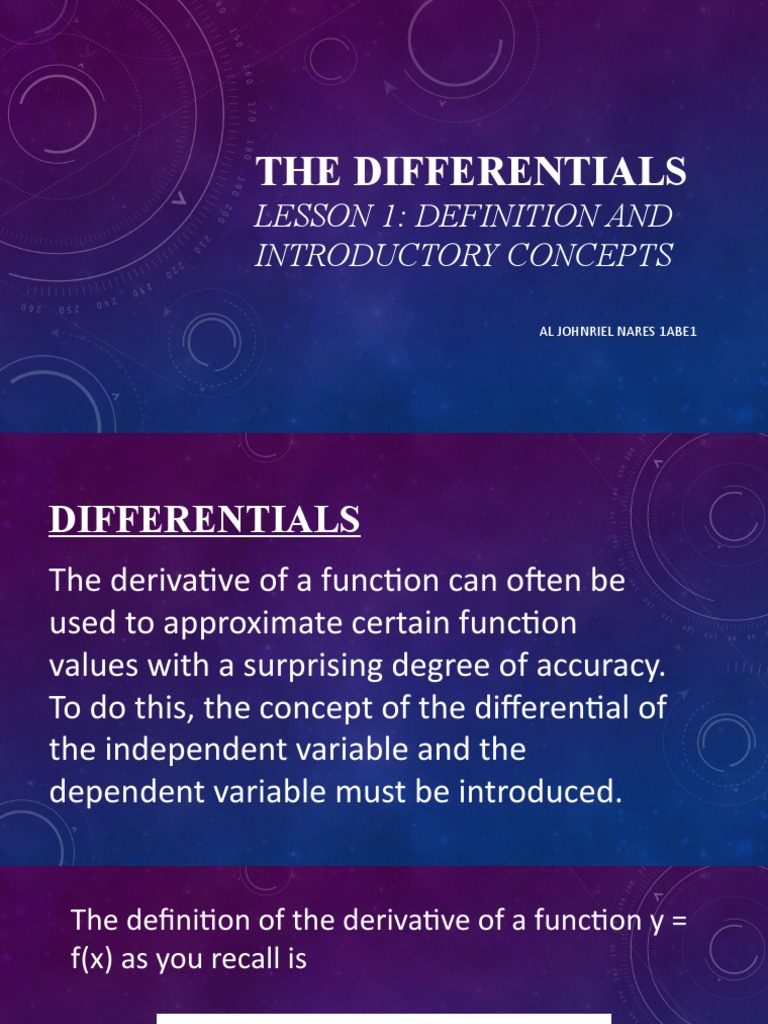 The Differentials: Lesson 1: Definition and Introductory Concepts | PDF