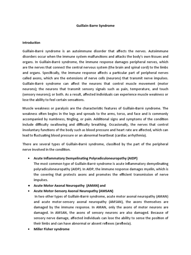 Guillain Barre Syndrome Pdf Neuron Myelin