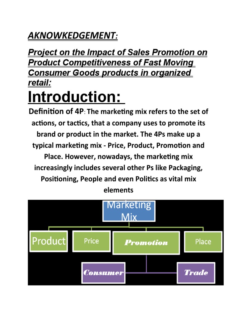 Imapct of Sales Promotion On FMCG Products | PDF | Merchandising | Retail