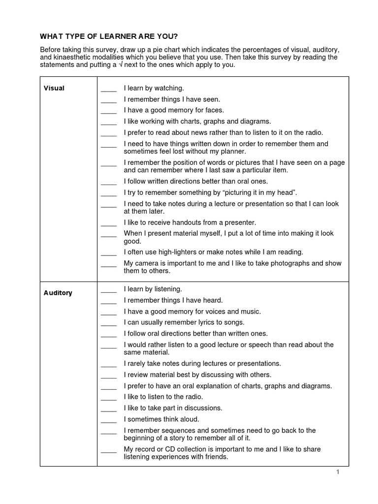 Determine Your Learning Style | PDF | Psychology | Human Nature